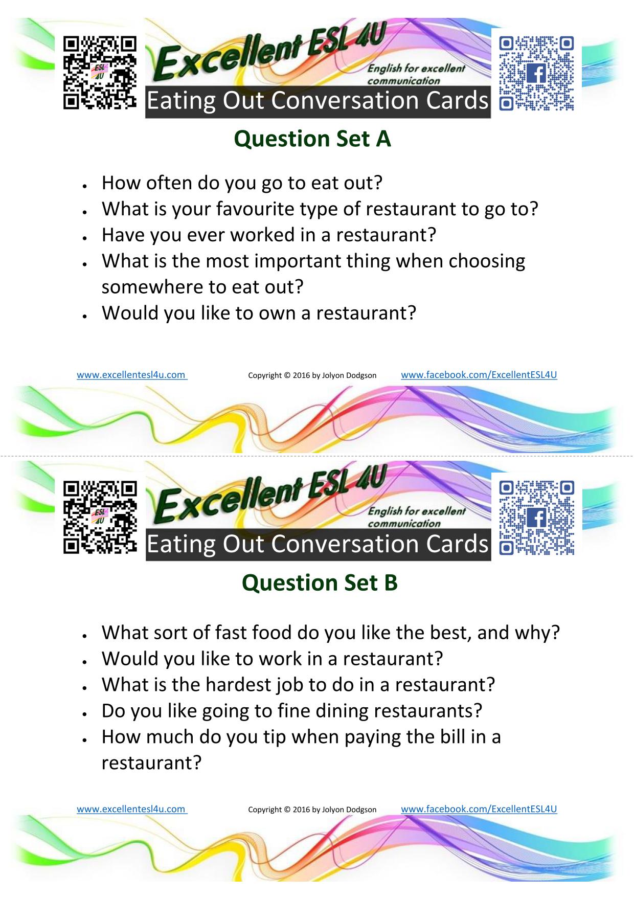 ESL Eating Out Conversation ESL Eating Out Conversation