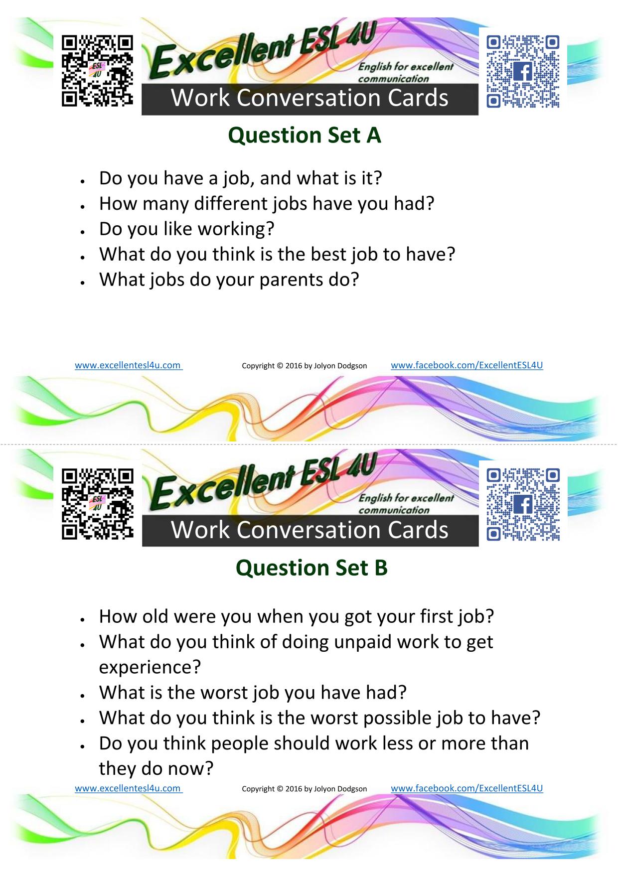 ESL Work Conversation ESL Work Conversation